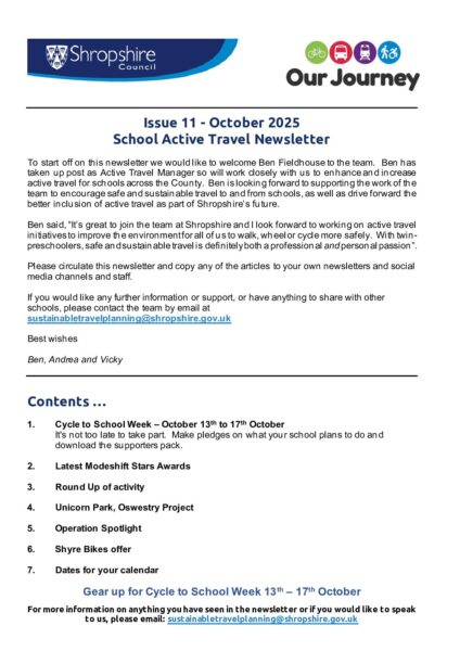 Active Travel Newsletter 2025 – Hodnet Primary School